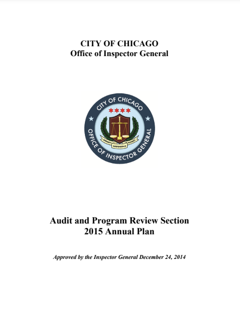 OIG 2015 APR Annual Plan - Chicago Office of Inspector General