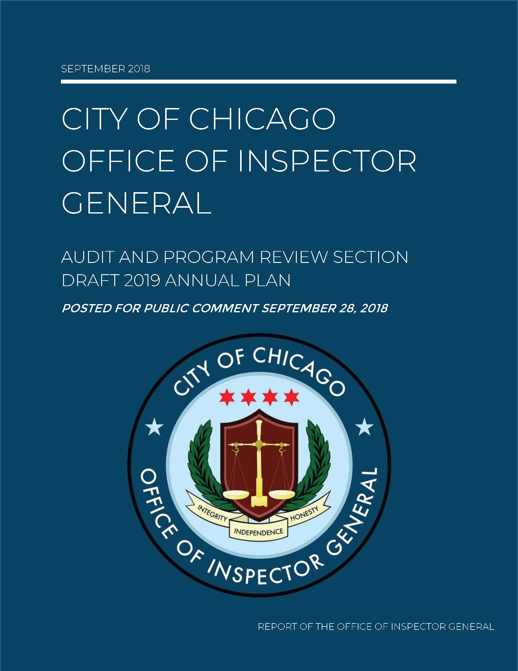 OIG 2019 APR Draft Audit Plan - Chicago Office of Inspector General