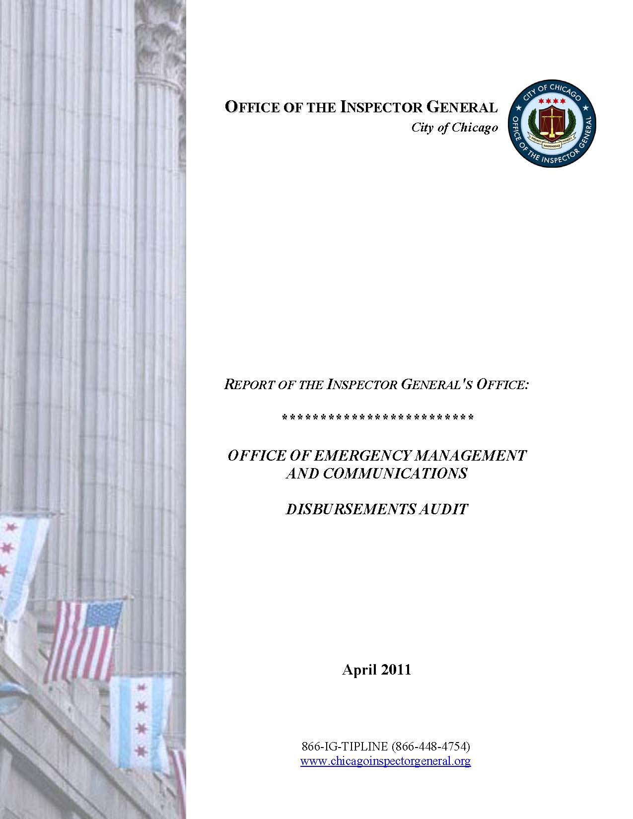 Office of Emergency Management and Communications Disbursements Audit ...