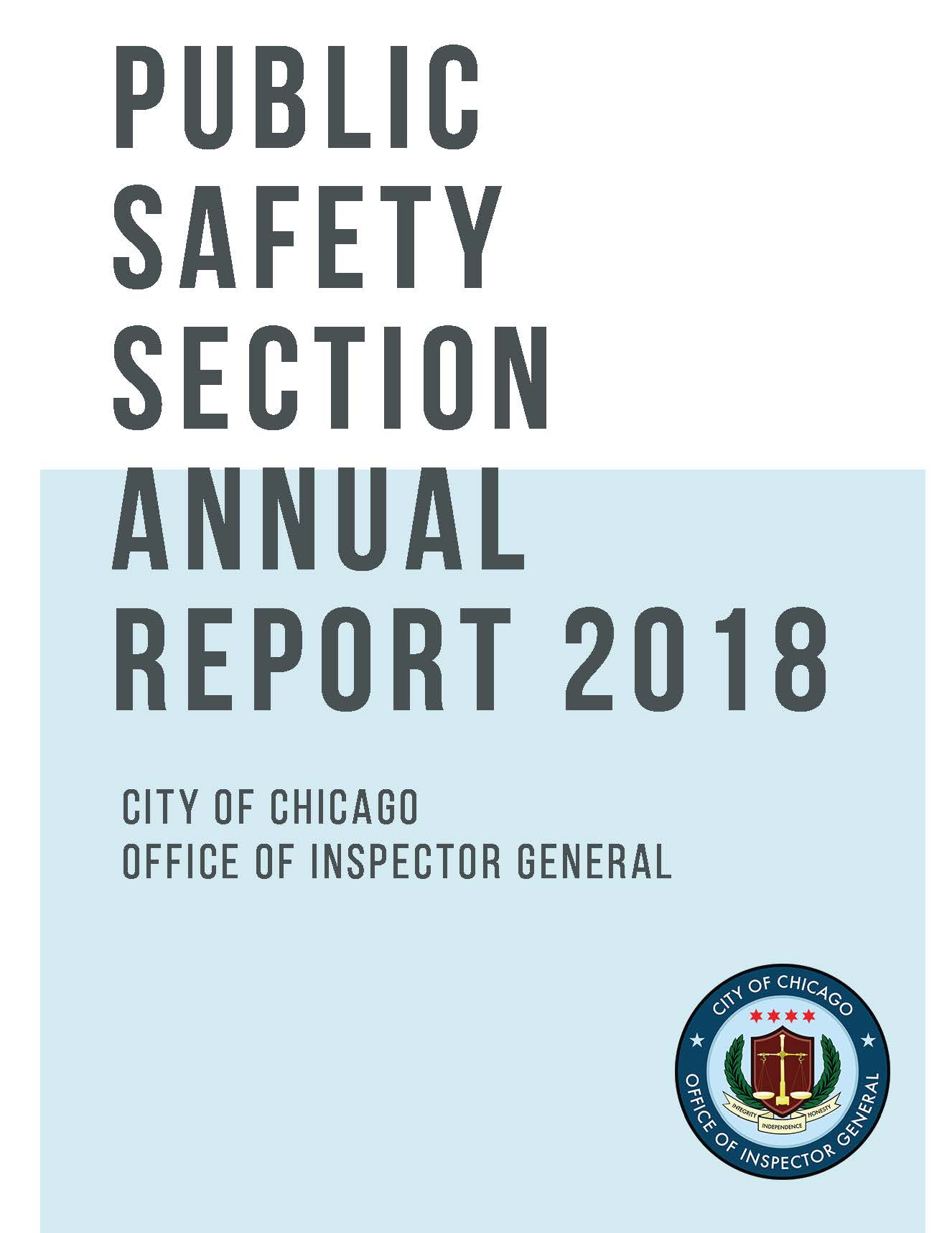 Public Safety Section Annual Report 2018 - Chicago Office of Inspector ...